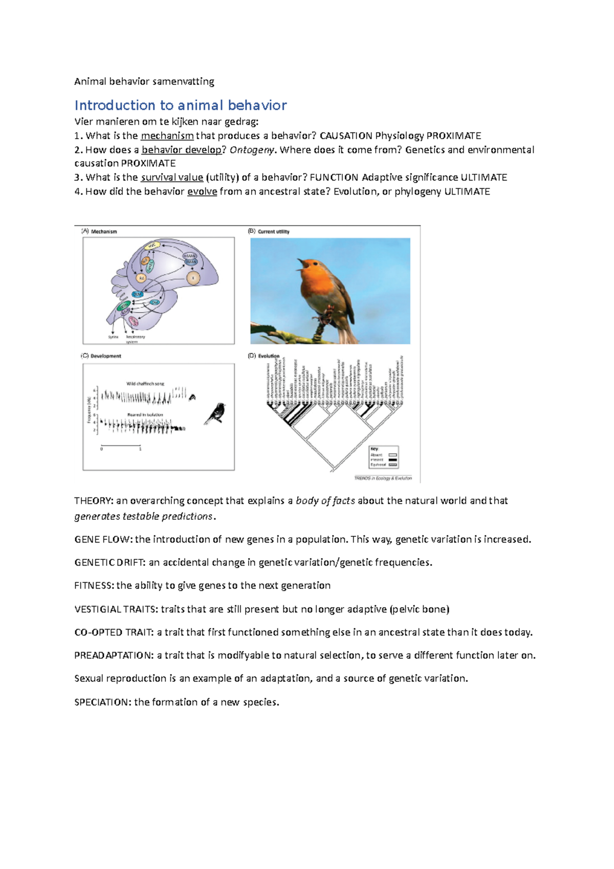 Animal Behavior Overview: Key Concepts and Theories Summary - Studeersnel