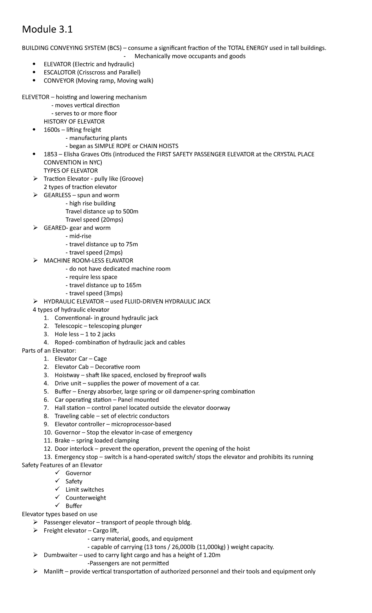 Engineering Utilities 2 - Elevator and Escalator Systems Overview - Studocu