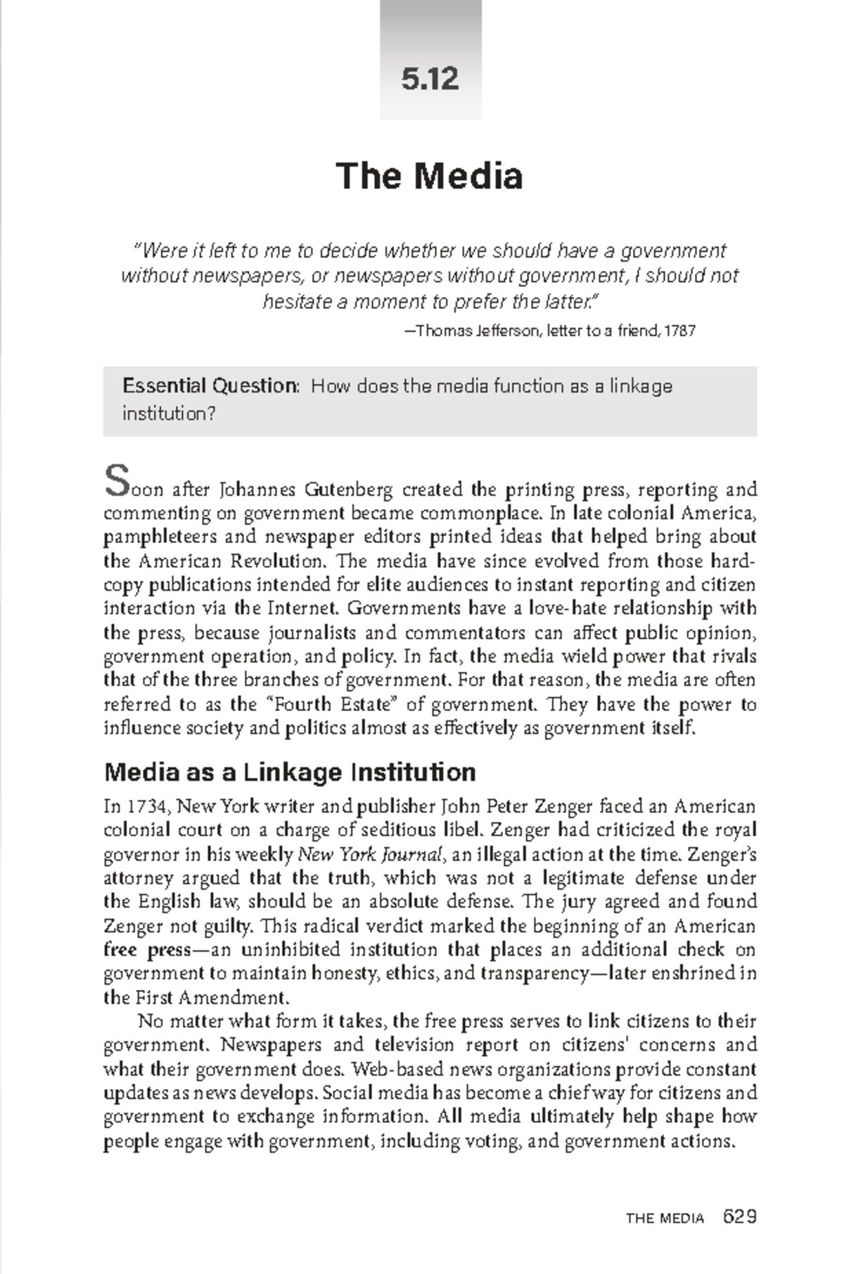 5.12 AP US Government: The Media as a Linkage Institution - Studocu