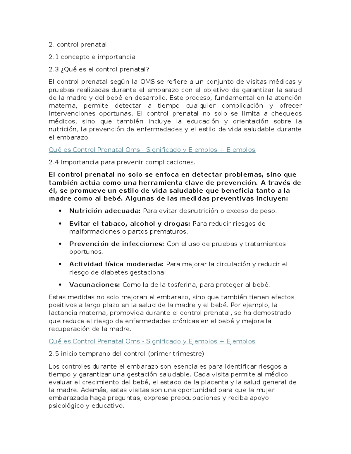Control Prenatal 2: Conceptos y Recomendaciones de la OMS - Studocu