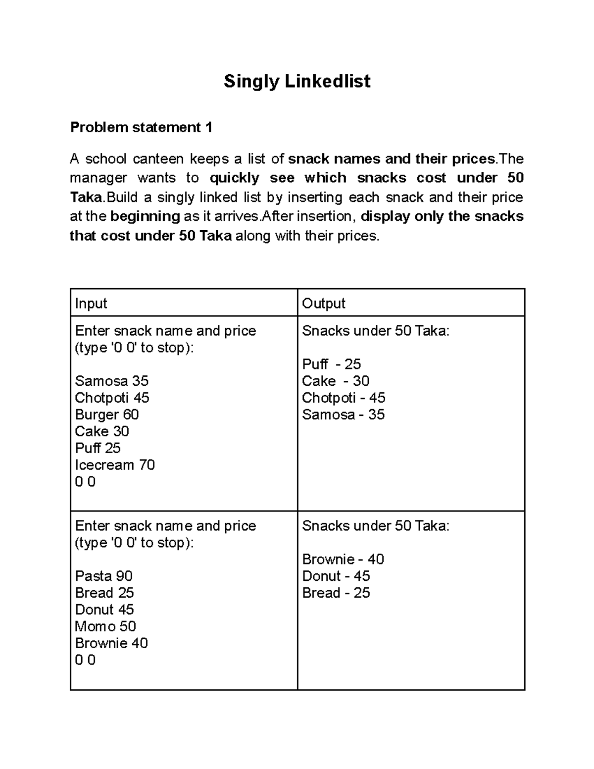 DSA1 Assignment: Singly & Doubly Linked List Problems - Studocu