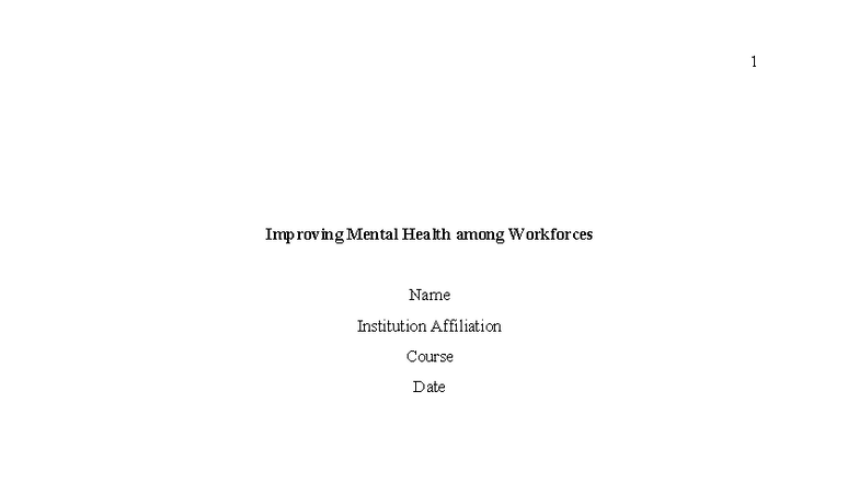 Improving mental health among workforces - Improving Mental Health ...