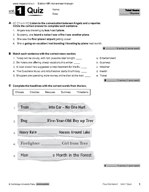 Four Corners 3 Units Test 1-6: Listening, Grammar, and Conversation ...