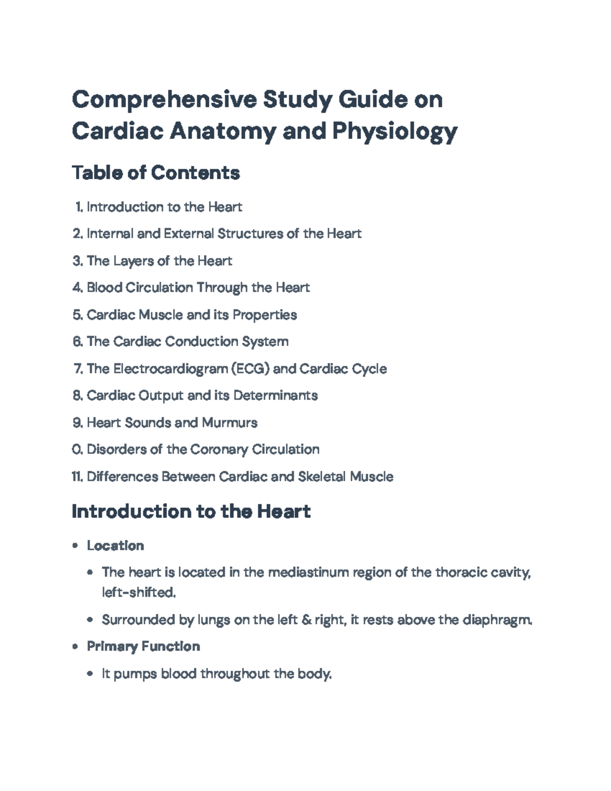 Comprehensive Study Guide on Cardiac Anatomy & Physiology - The ...