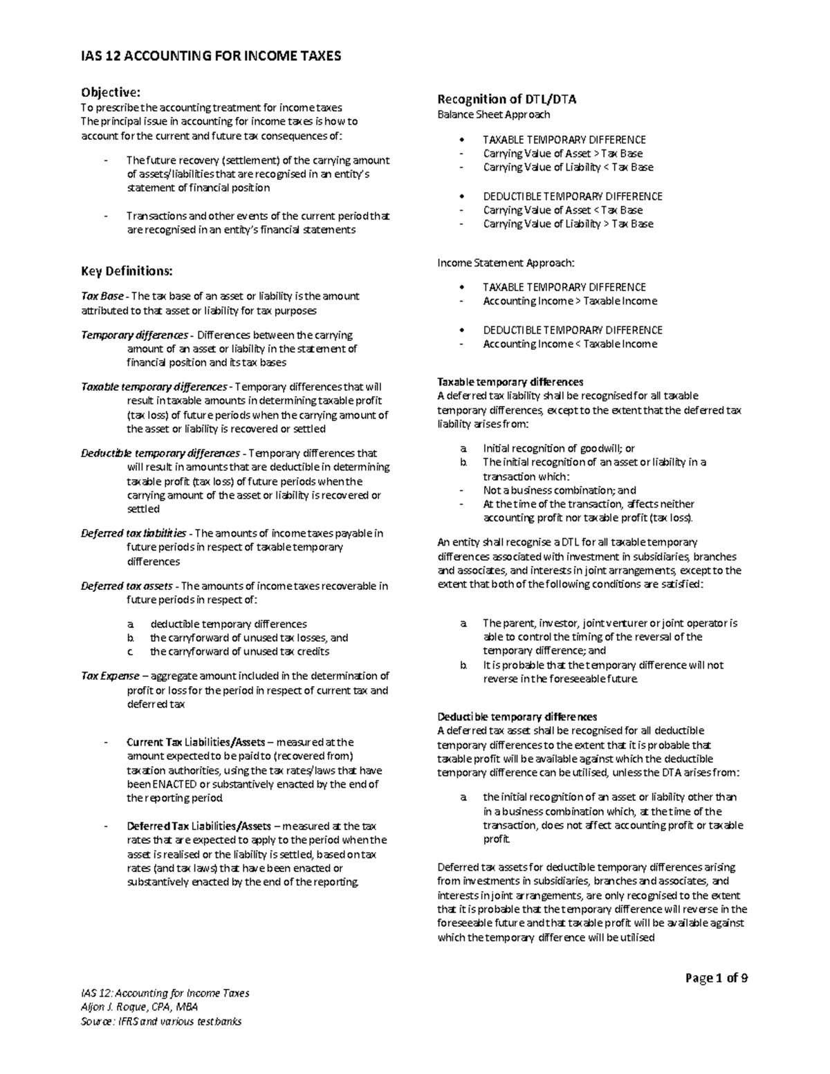 77884402 - IAS 12 Accounting for Income Taxes Overview and Practice ...