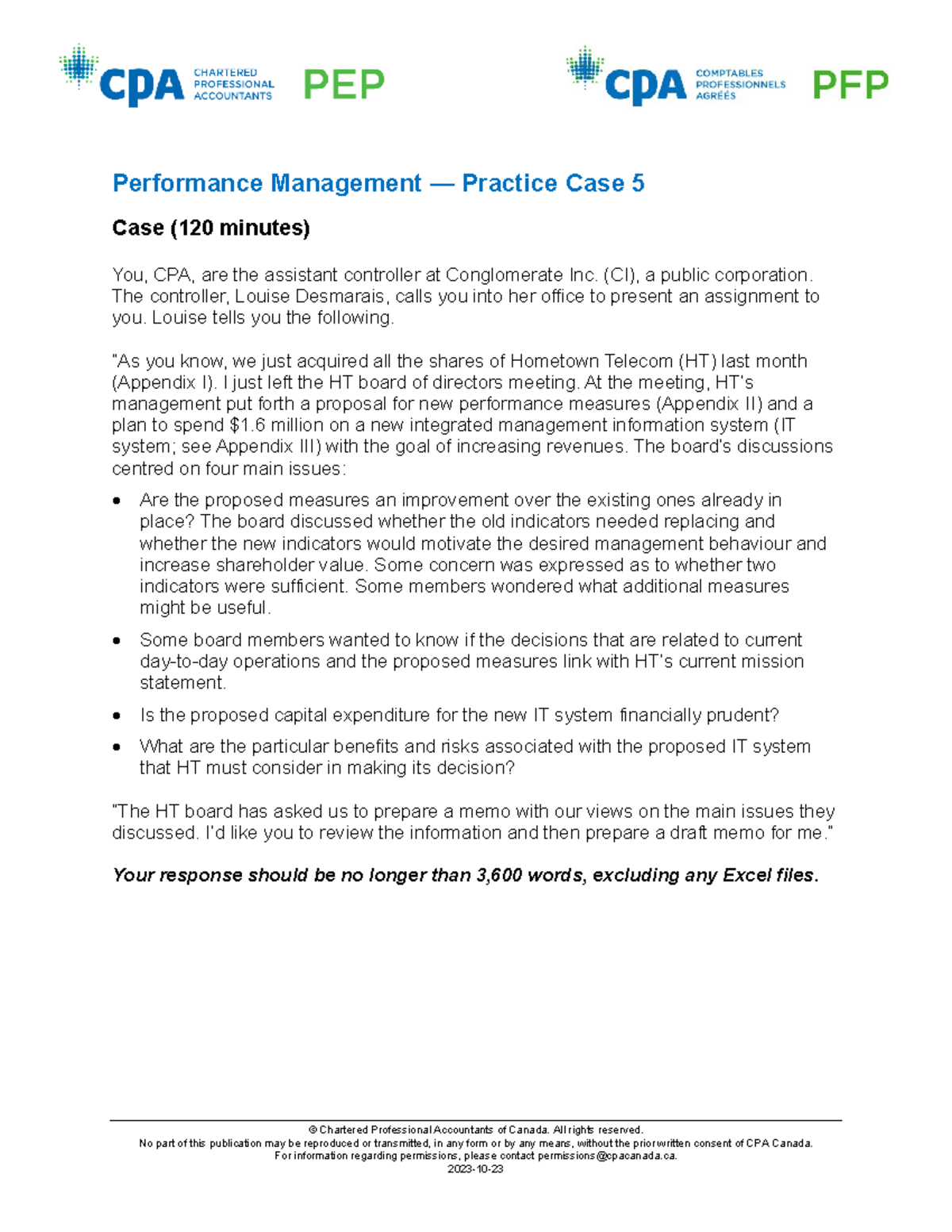 PEM-2401E-PC05 - Performance Management Practice Case 5 Overview - Studocu