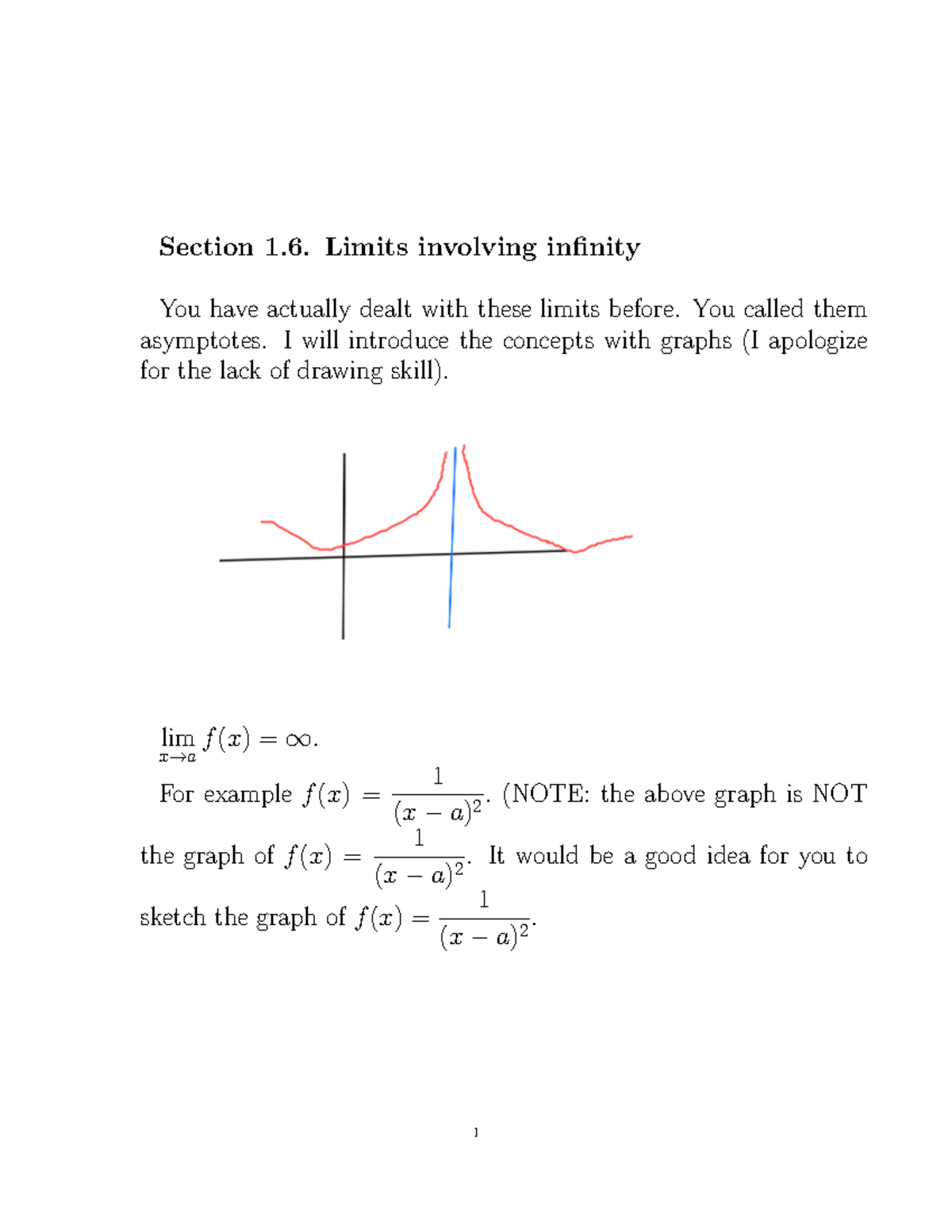 MATH101 - Section 1 Assignment: Limits Involving Infinity Concepts ...