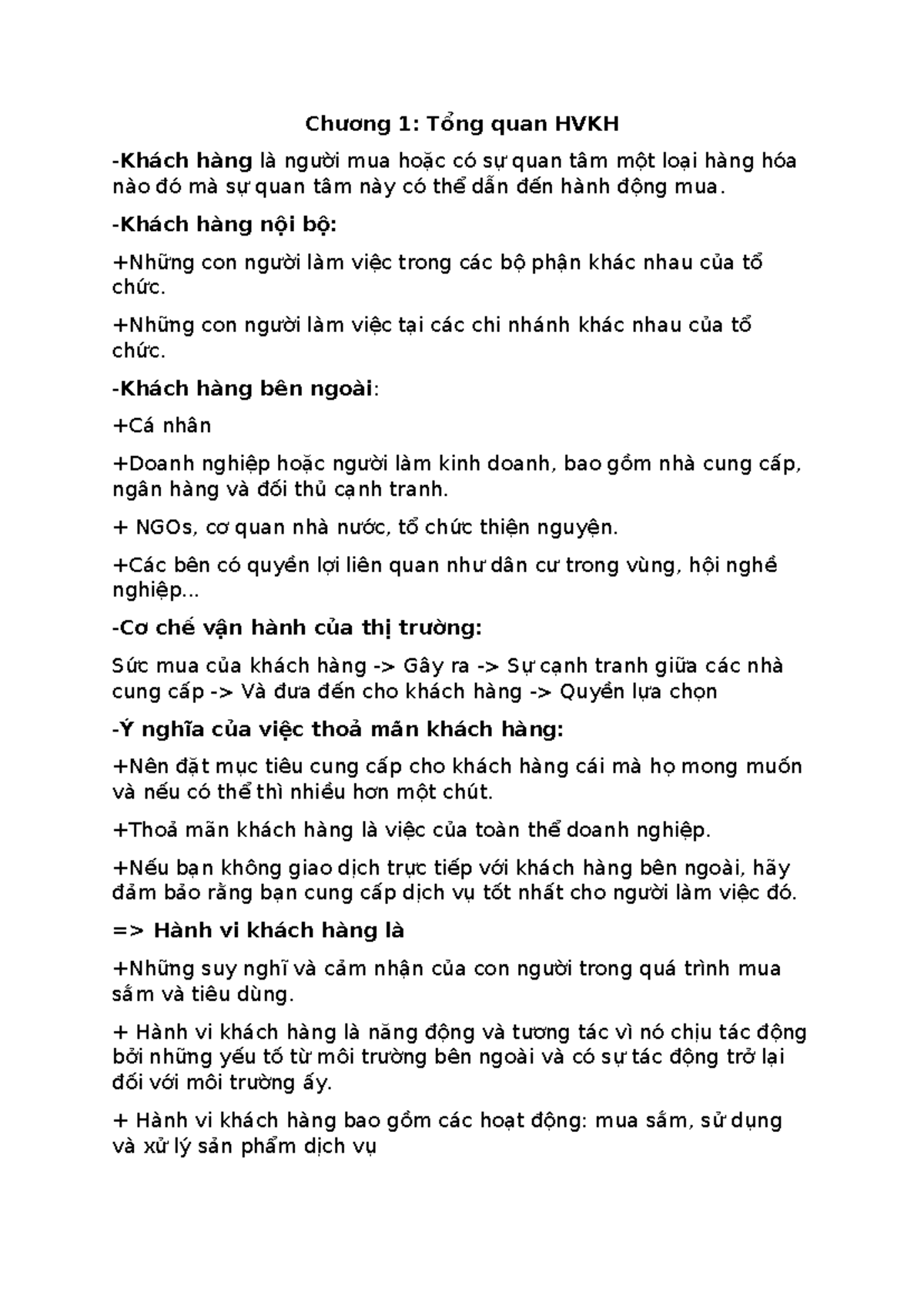 CUỐI KÌ-HÀNH VI Khách HÀNG - Chương 1: Tổng quan HVKH Khách hàng là ...