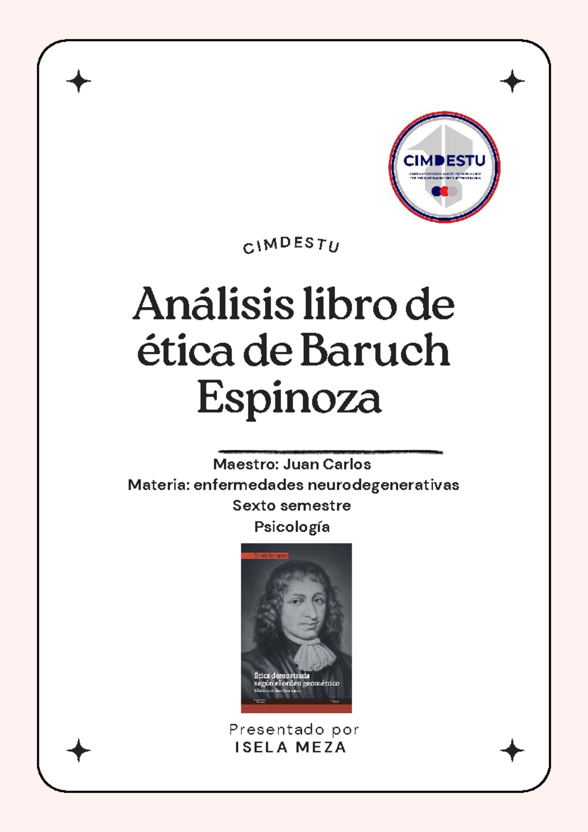 E CIMD STU Análisis del libro de Ética de Spinoza por Isela Meza - Studocu