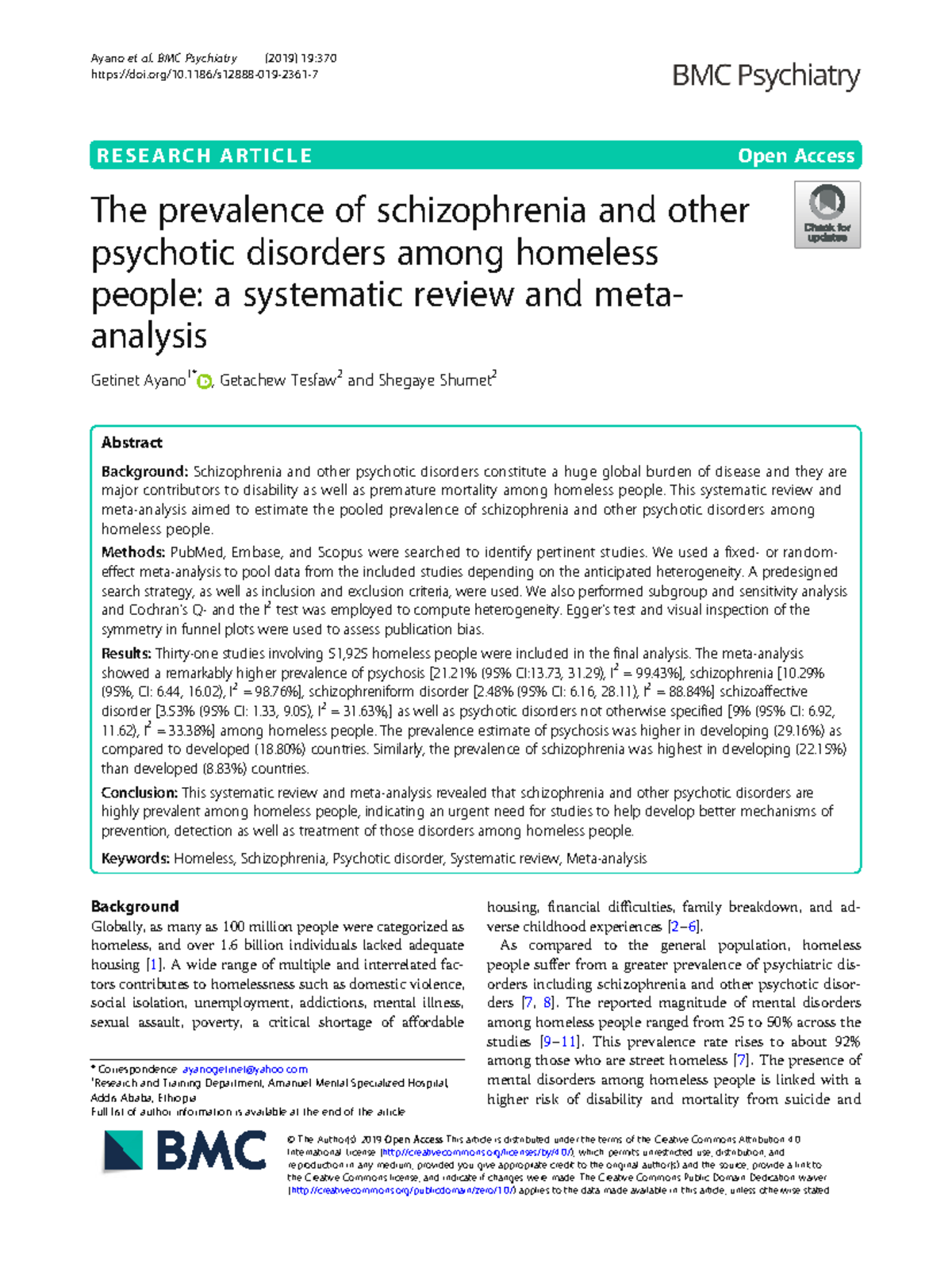 The Prevalence of Schizophrenia & Psychotic Disorders Among Homeless ...