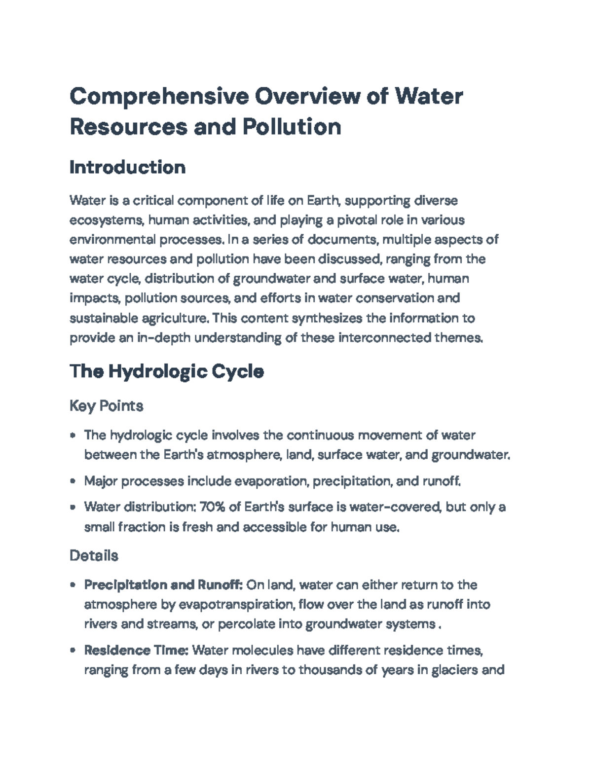 Comprehensive Overview of Water Resources and Pollution Management ...