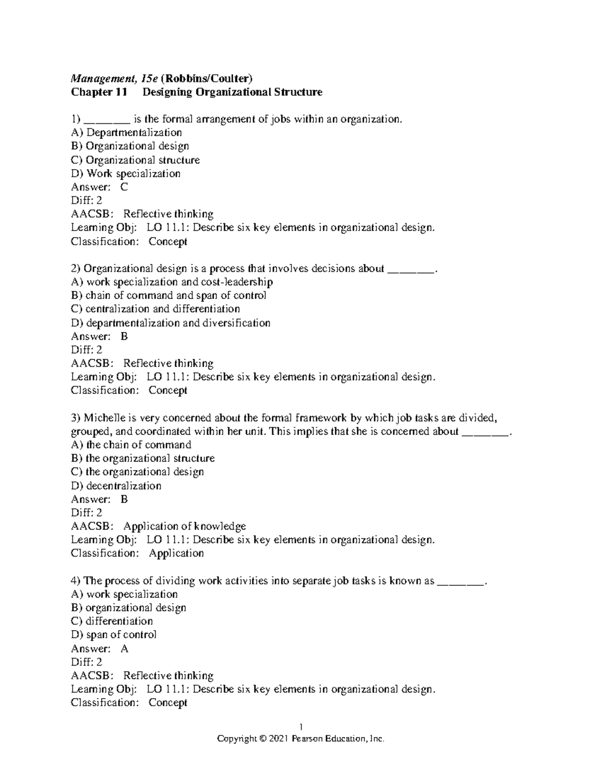 Management Chapter 6 Question Bank - 1 Management, 15e (Robbins/Coulter) Chapter 6 Managing ...