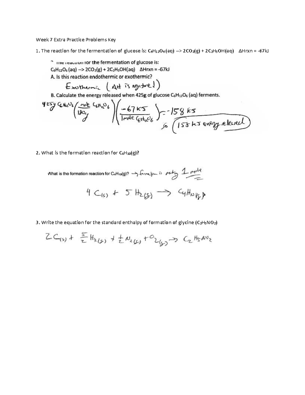 Week 7 Extra Practice Problems Key - CHEM1040 - Hess’s Law - Studocu