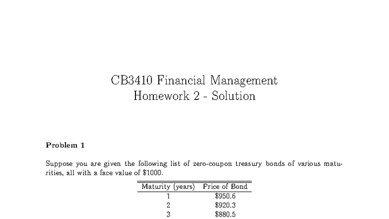 CB3410 Financial Management Homework 2 Solutions and Analysis - Studocu