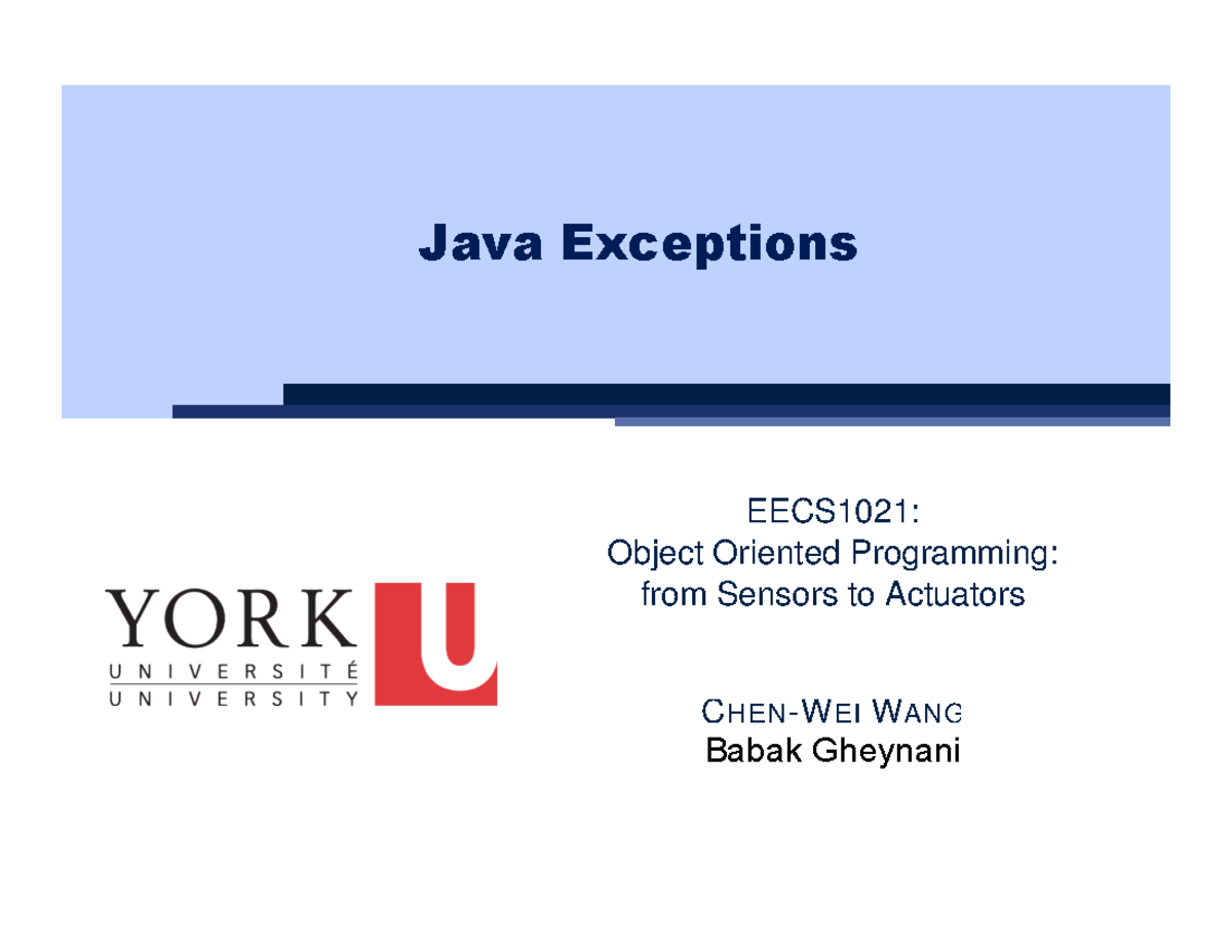 EECS1021: Object Oriented Programming - Common Errors in Java - Studocu