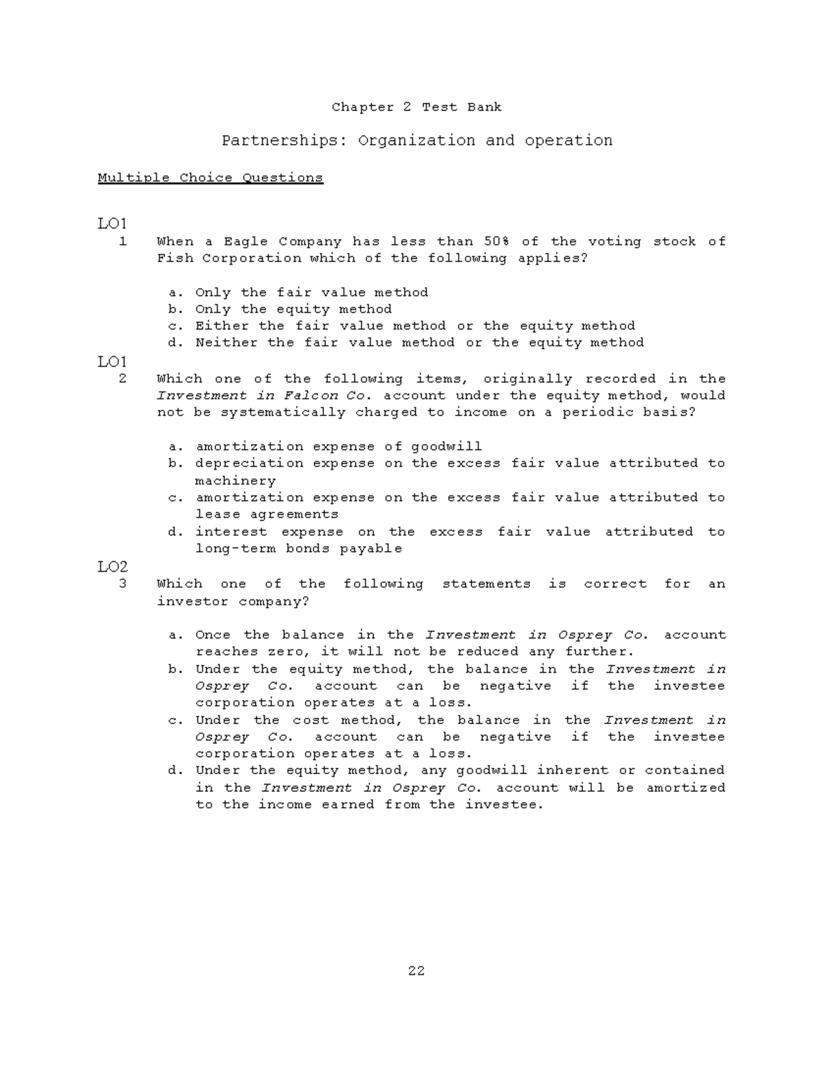 Chapter 02 - advanced accounting - Chapter 2 Test Bank Partnerships ...