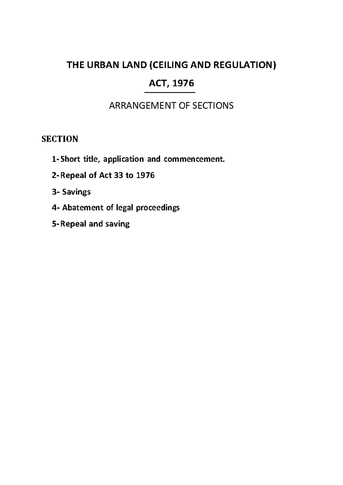 The urban land ceiling and regulation act 1976 - THE URBAN LAND ...