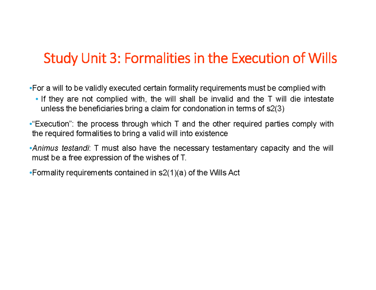 ERF - Chapter 3: Formalities in Will Execution and Validity - Studocu