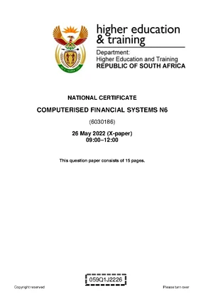 N240 Computerised Financial Systems N4 QP NOV 2022 Exam Paper - Studocu