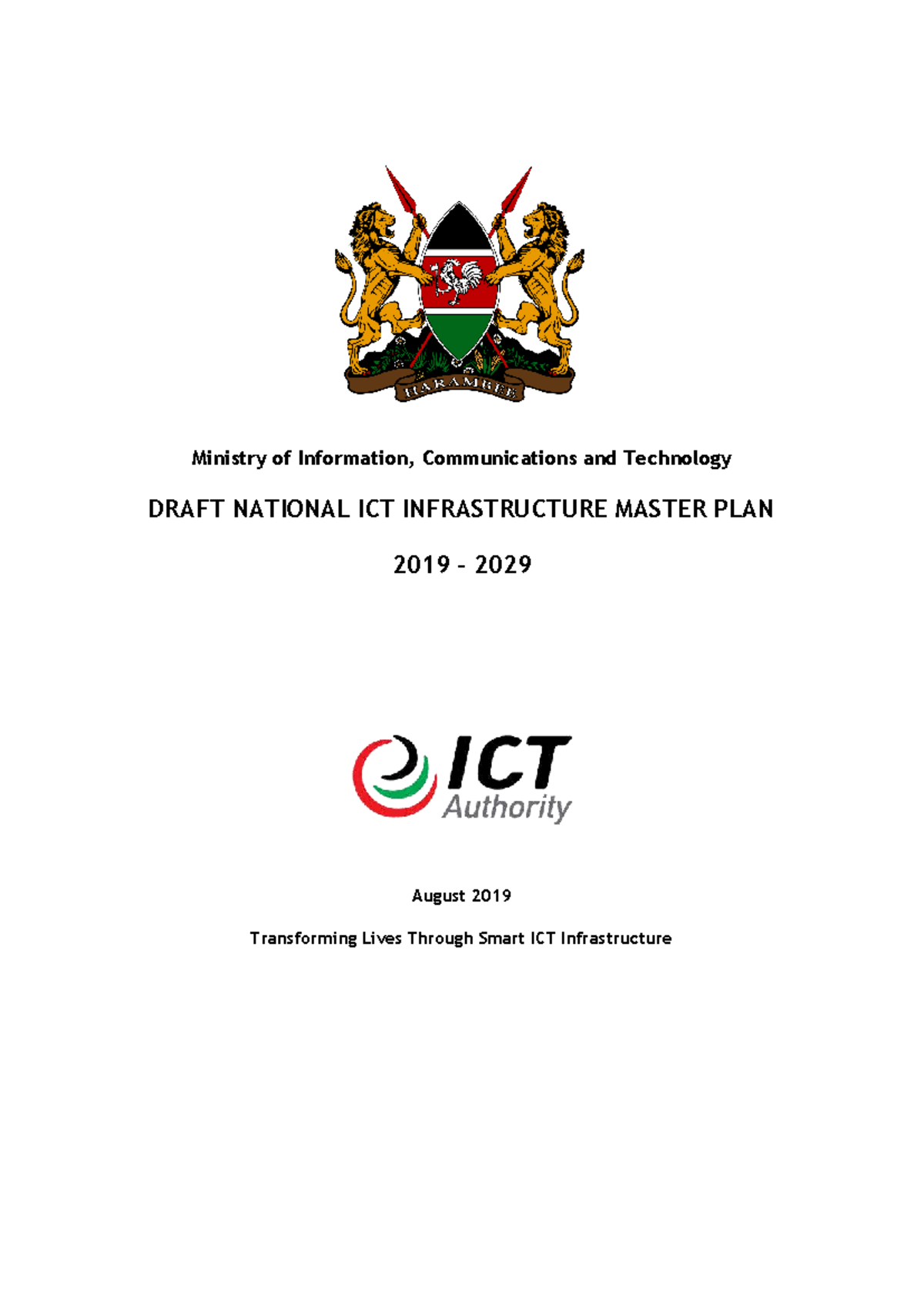Draft National ICT Infrastructure Master Plan 2019-2029: Transforming ...
