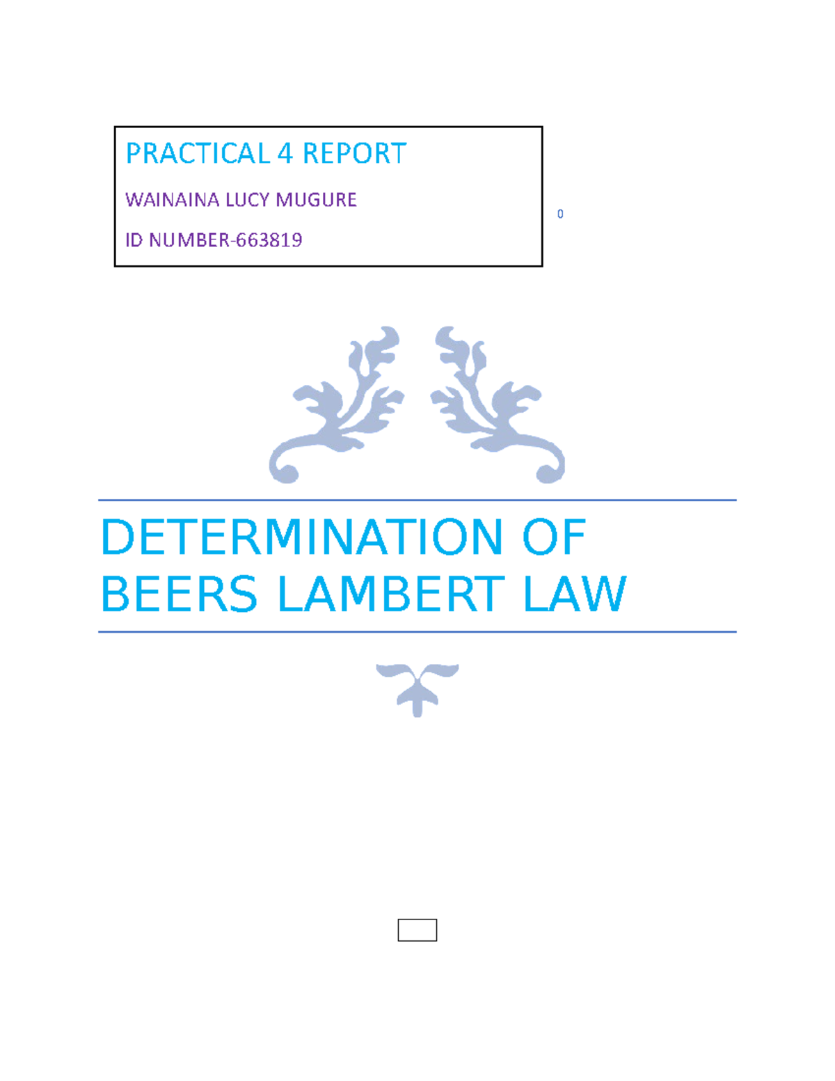 LAB Report 4 - Determining Beer's Law in Biochemistry - Studocu