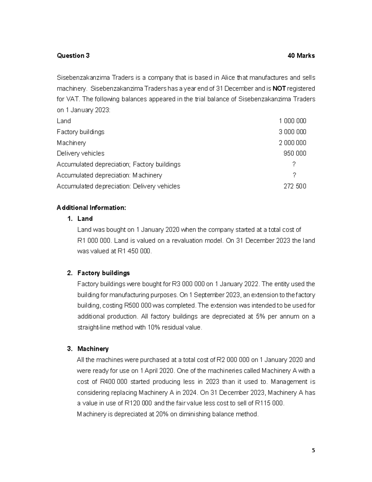 PPE Tutorial Question 22 - Sisebenzakanzima Traders Analysis - Studocu