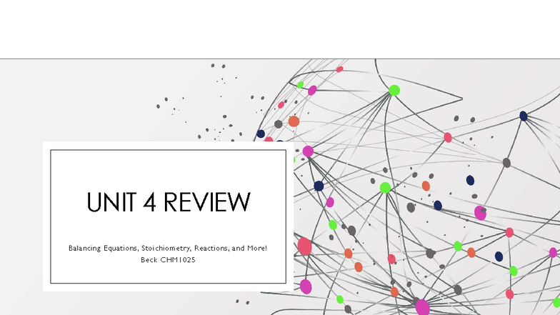 CHM1025 Unit 4 Study Guide: Balancing Equations & Stoichiometry - Studocu