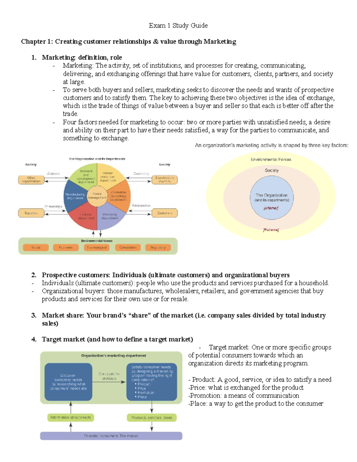 Marketing Exam 1 Study Guide: Key Concepts & Strategies - Studocu
