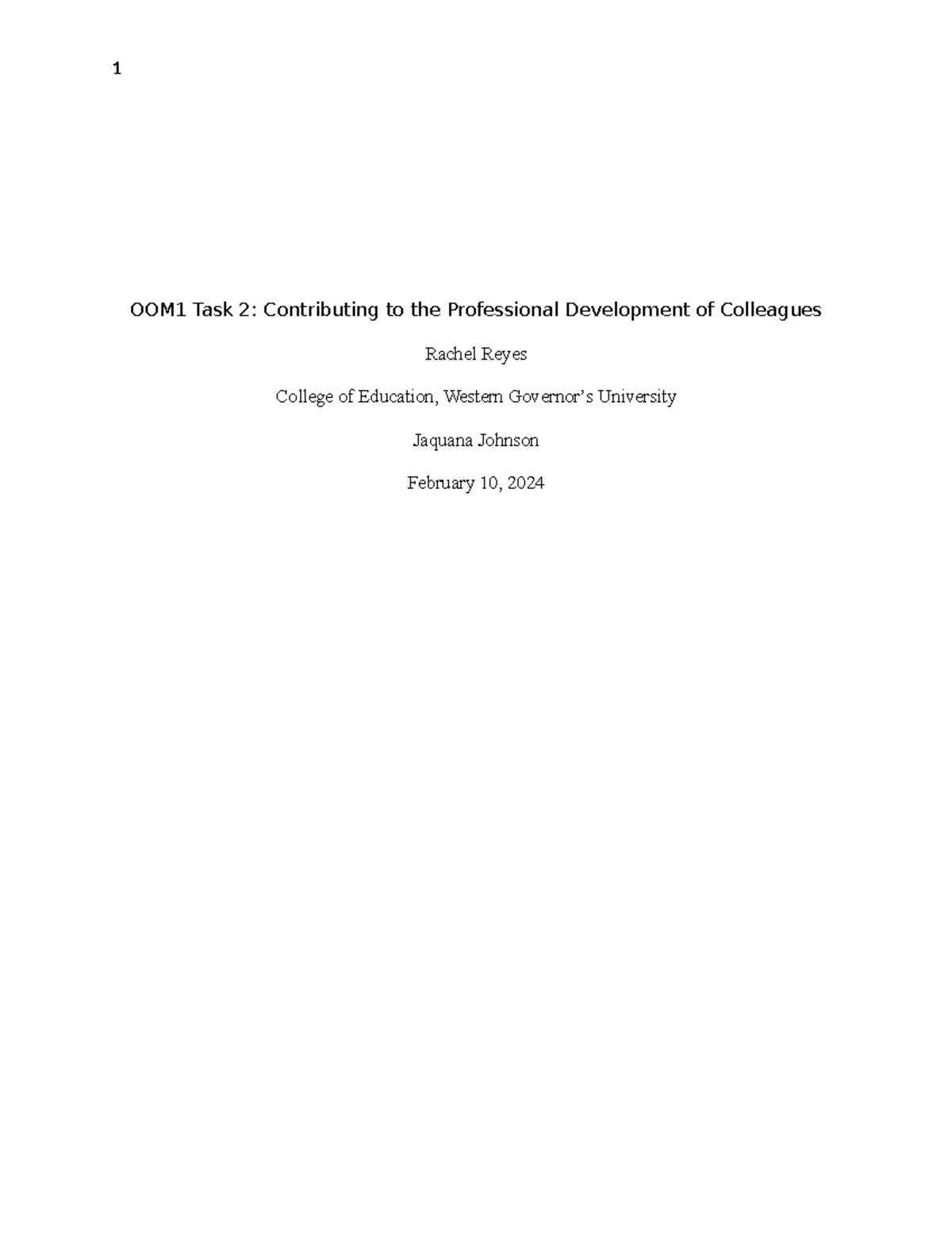 OOM1 Task 2 - Enhancing Professional Development for D188 Educators ...