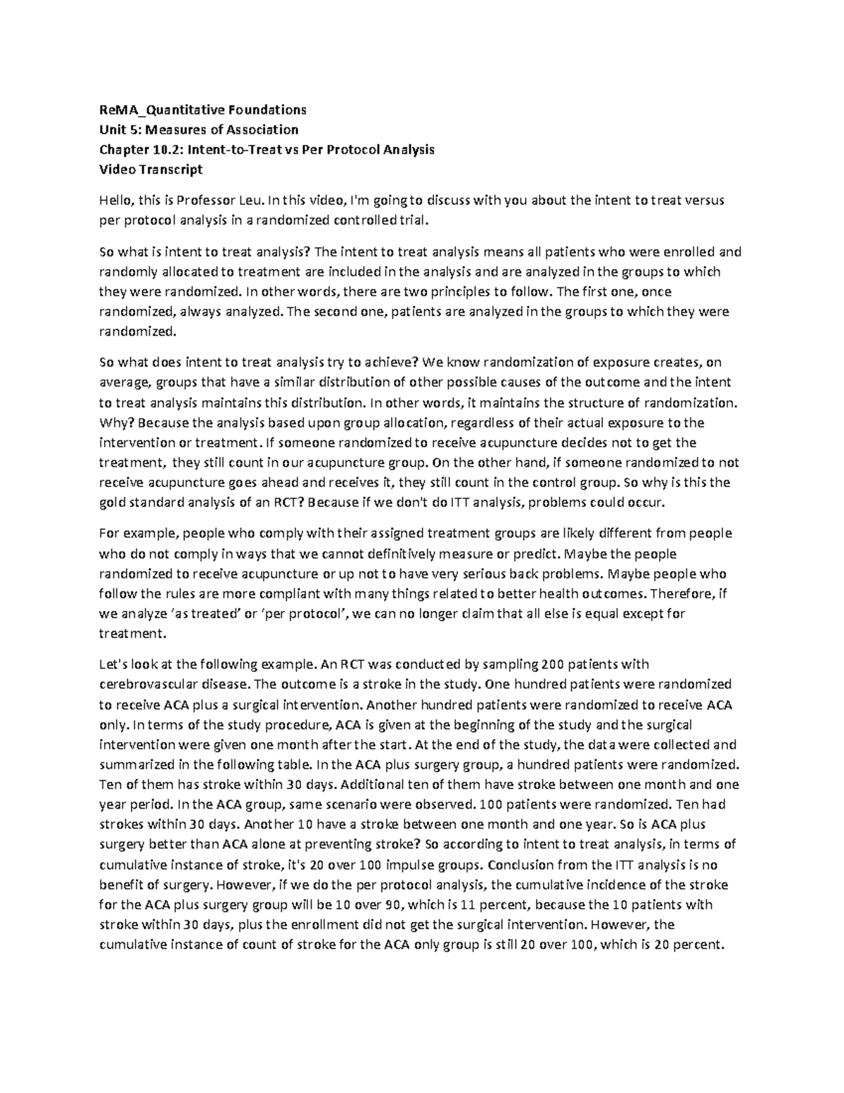 ReMA_Quantitative Foundations: ITT vs Per Protocol Analysis Insights ...
