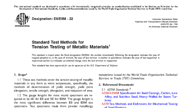 ASTM E8 E8M-22: Standard Test Methods for Tension Testing of Metals ...