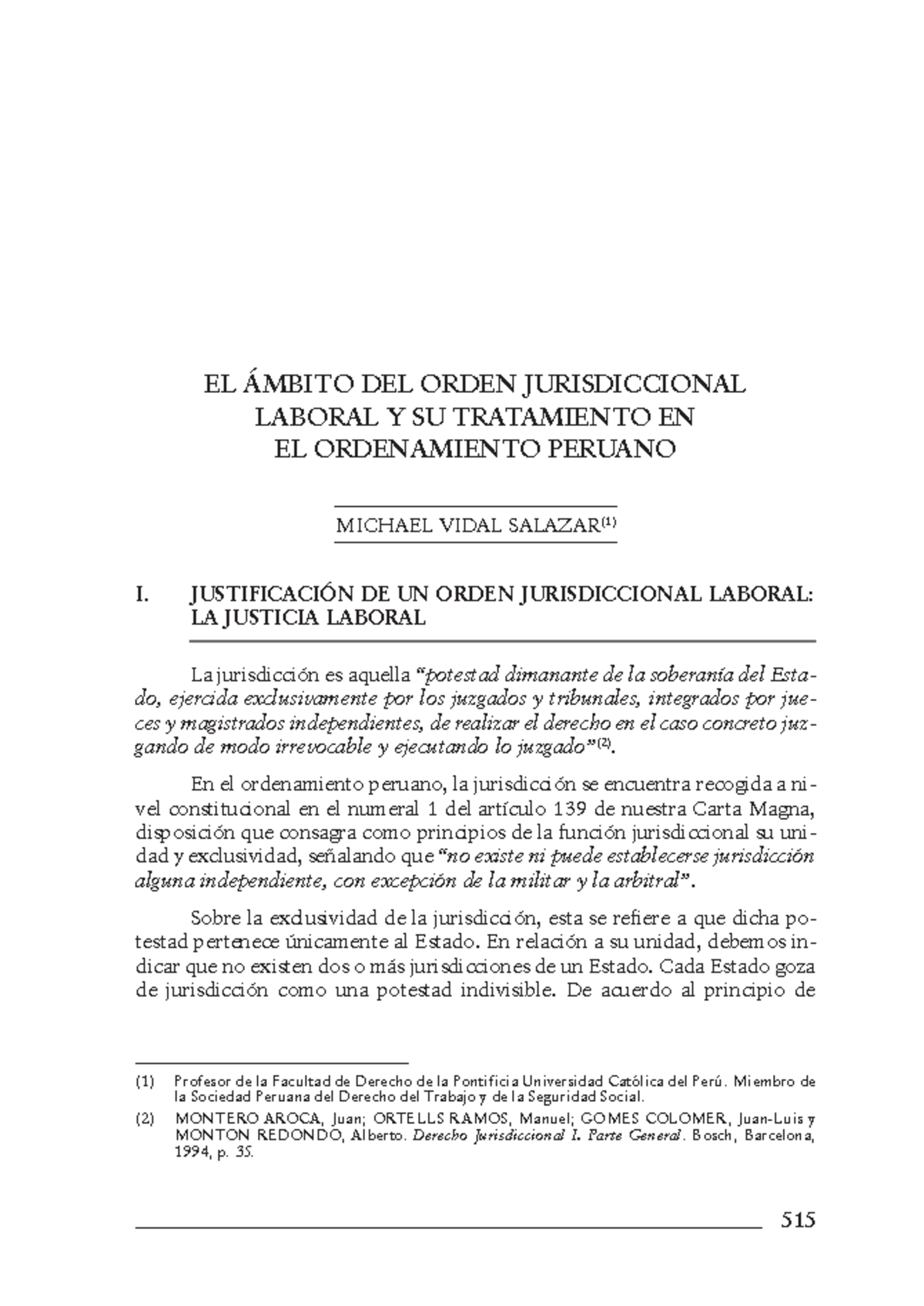 Análisis del Orden Jurisdiccional Laboral en el Contexto Peruano - Studocu