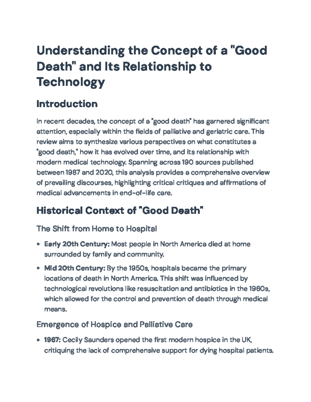 Understanding the Concept of "Good Death" and Technology: A Review ...