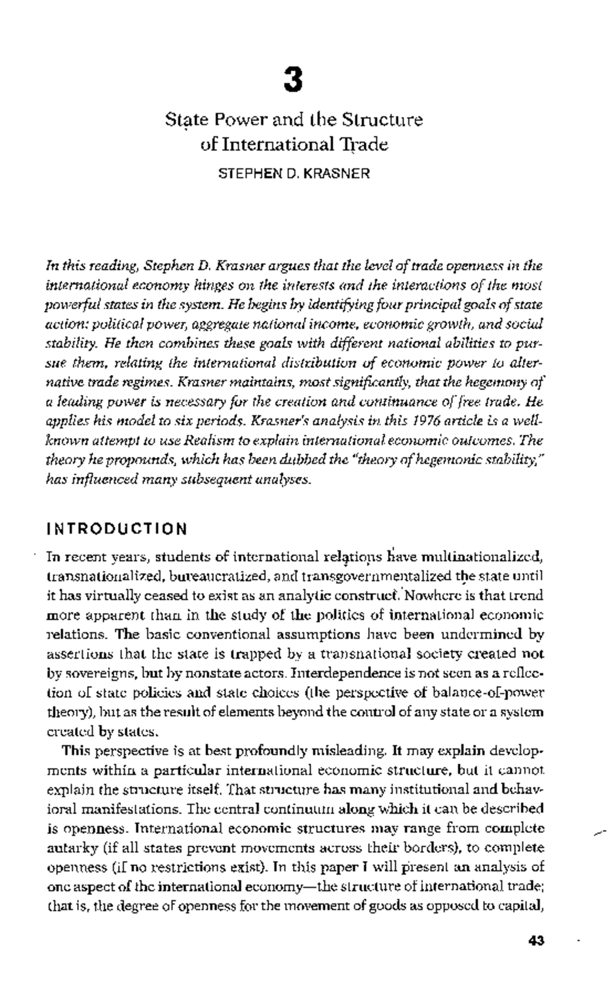 State Power & International Trade Structures Analysis (INTL 101) - Studocu