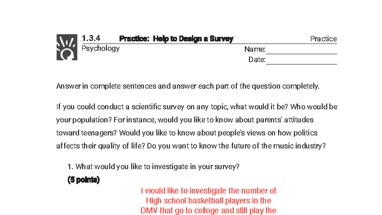 1.3.4 Practice: Designing a Survey on High School Basketball Players ...