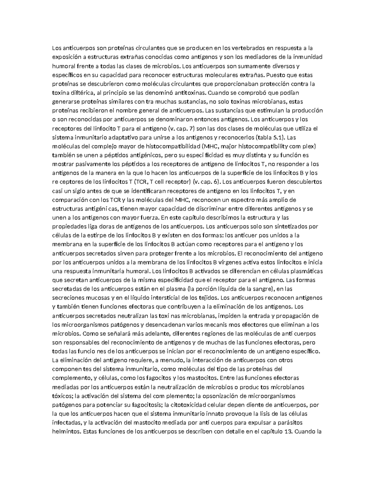 Anticuerpos: Estructura y Funciones en la Inmunidad Humoral - Studocu