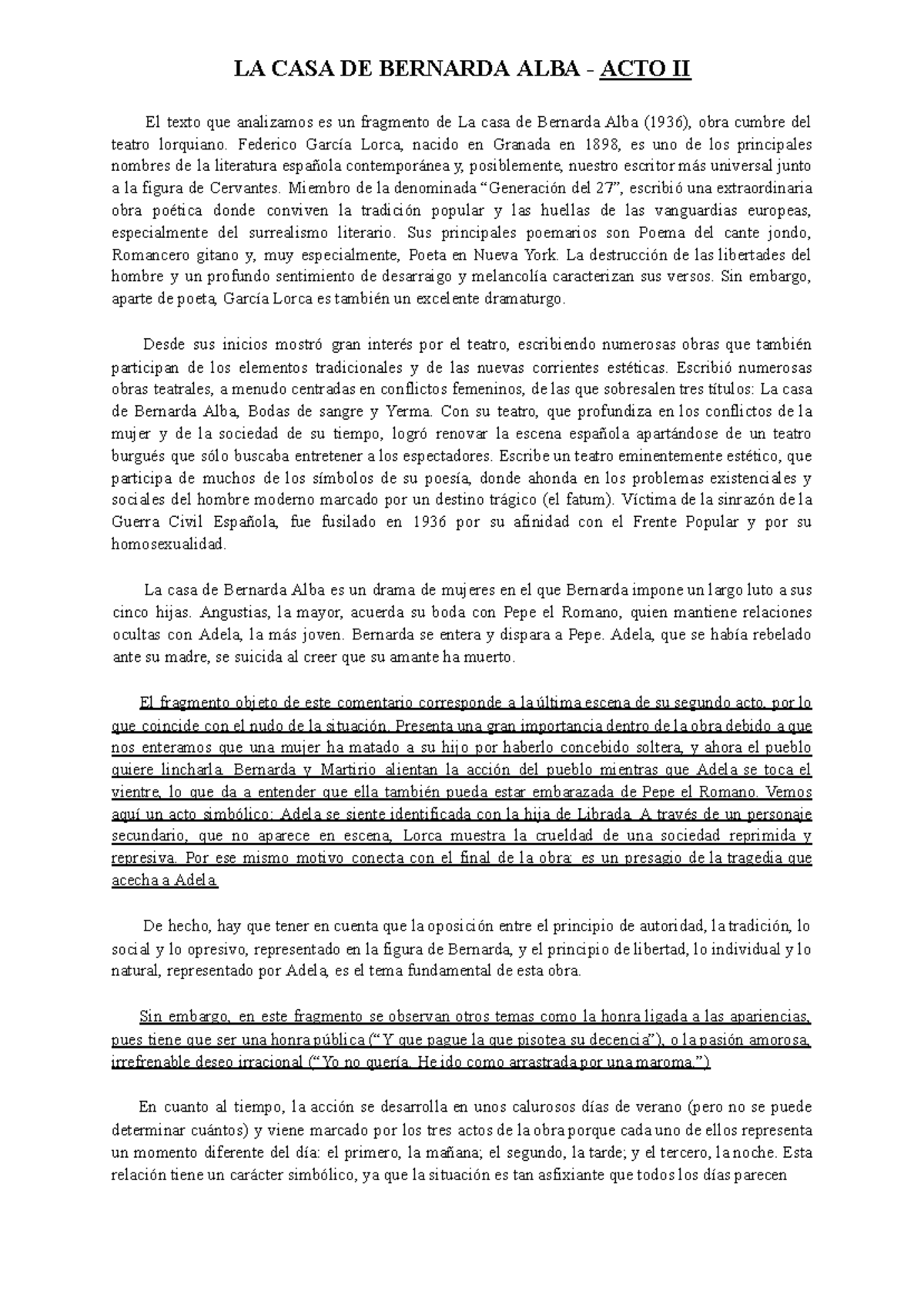 Texto 2 (LA CASA DE Bernarda ALBA) - LA CASA DE BERNARDA ALBA - ACTO II ...