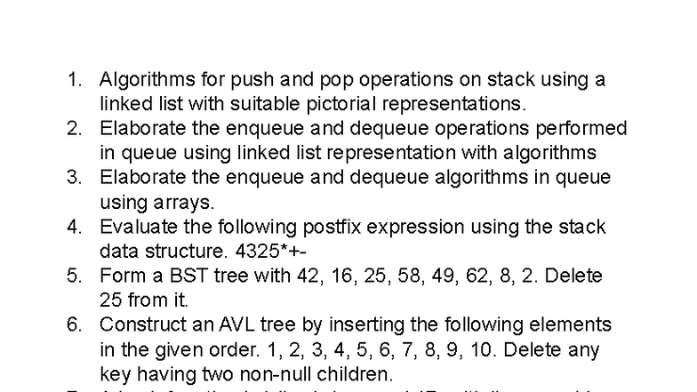 QB Unit III IV V - study hard as possible - Algorithms for push and pop ...
