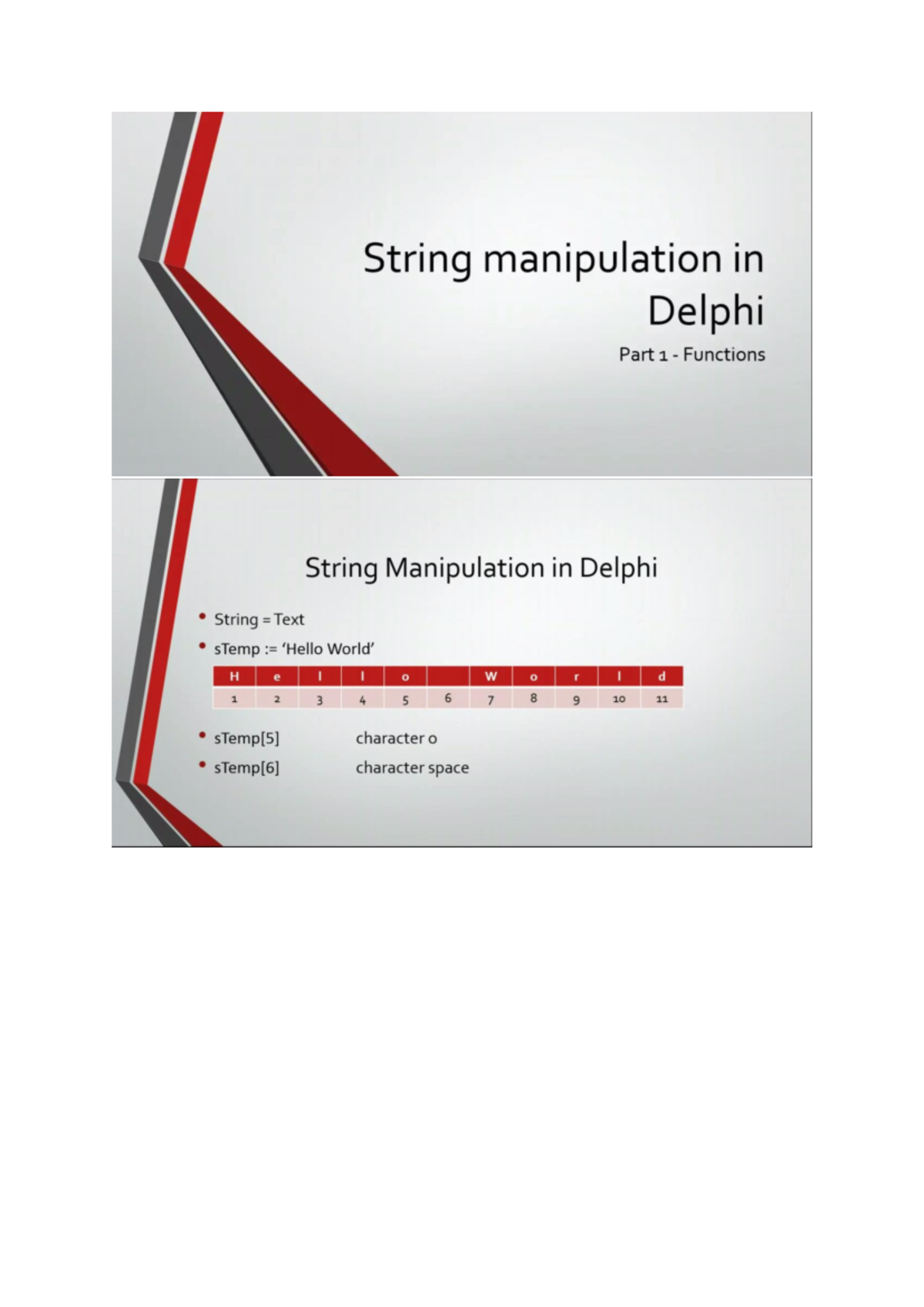 String Manipulation in Delphi: Functions & Procedures Overview - Studocu
