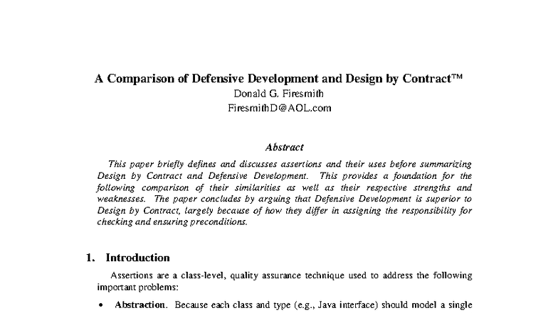A Comparative Study of Defensive Development vs Design Contract - Studocu