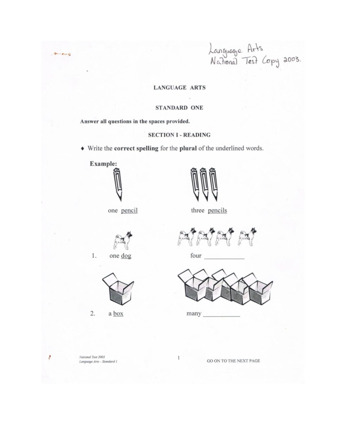 2003 Language Arts Standard 1 Test Review and Practice - Studocu