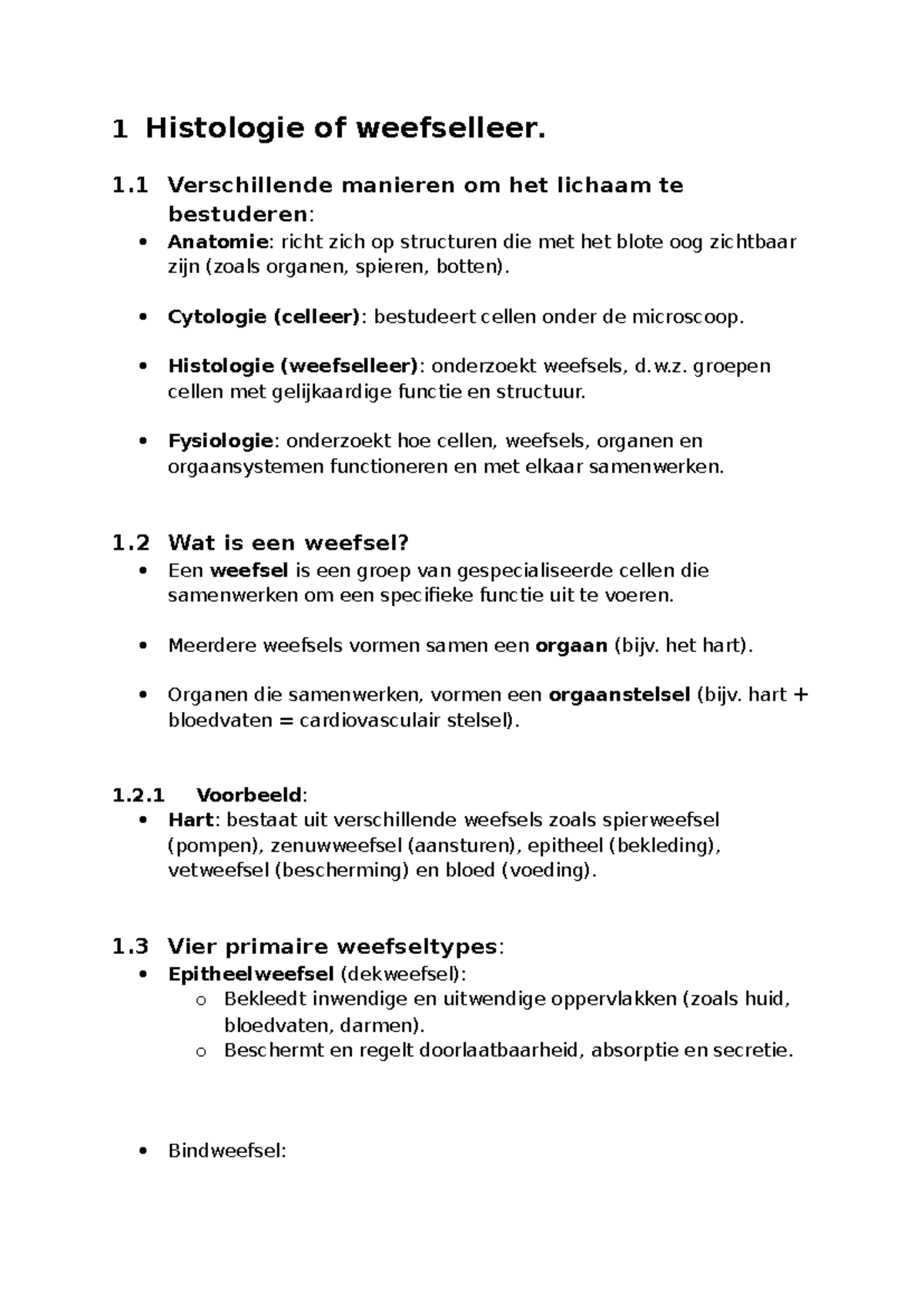 Fysiologie Samenvatting: Epitheelweefsel en Histologie Inzichten - Studocu