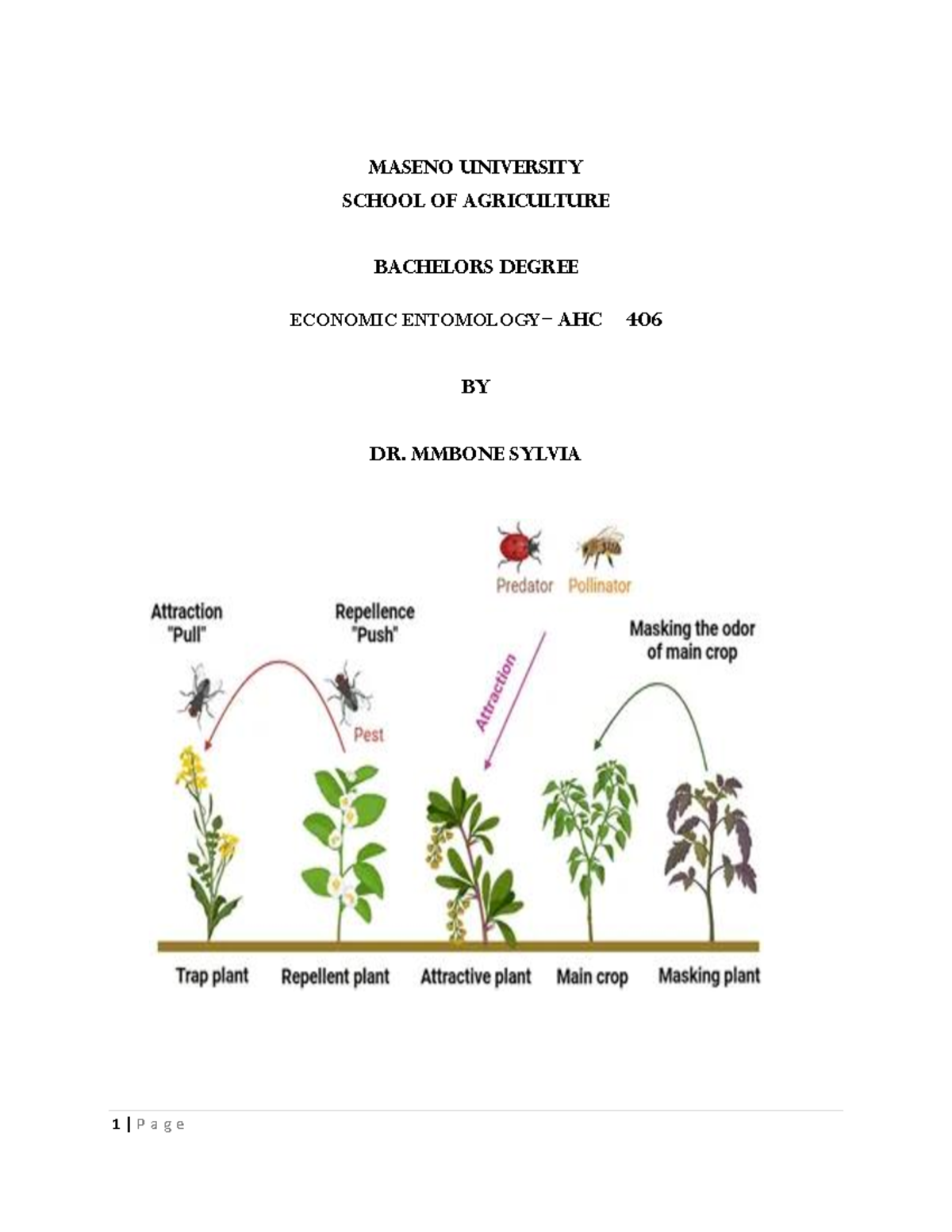 AHC 406: Economic Entomology Lecture Notes on Insect Biology and Pest ...