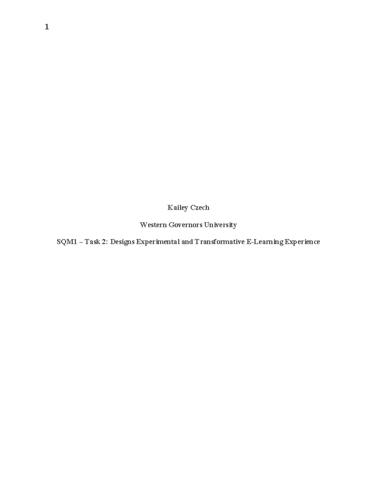 D297 SQM1 Task 2: Designing an Inclusive Transformative Experience - Studocu