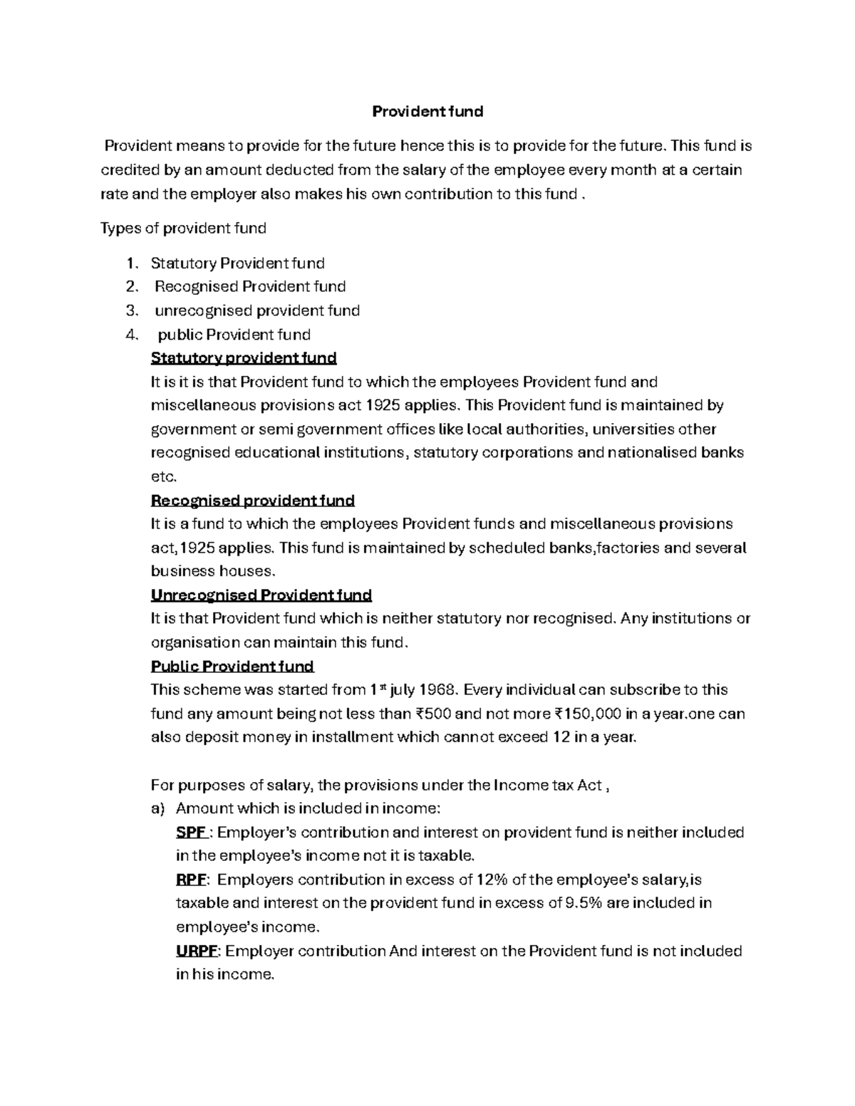 Types of Provident Fund: Overview and Key Features - Studocu