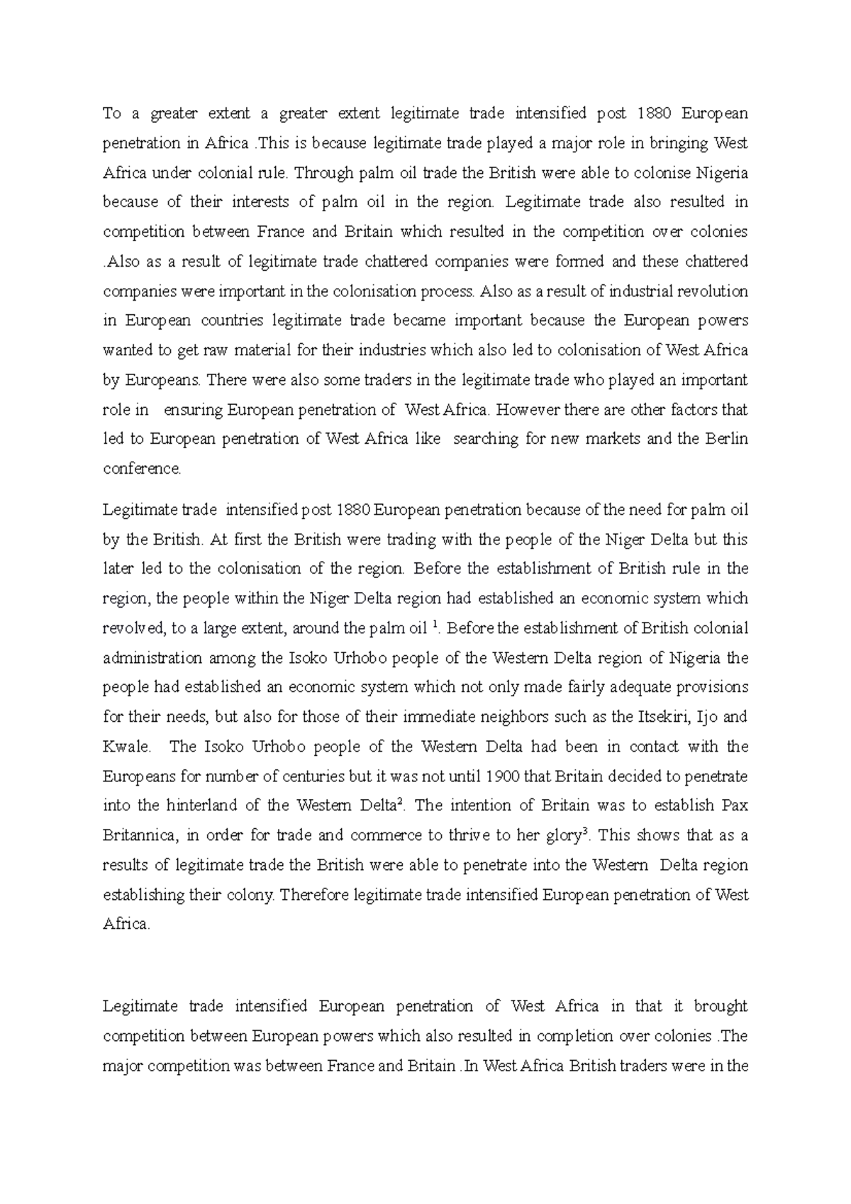 Legitimate Trade and Colonial Expansion in West Africa: Analysis of ...