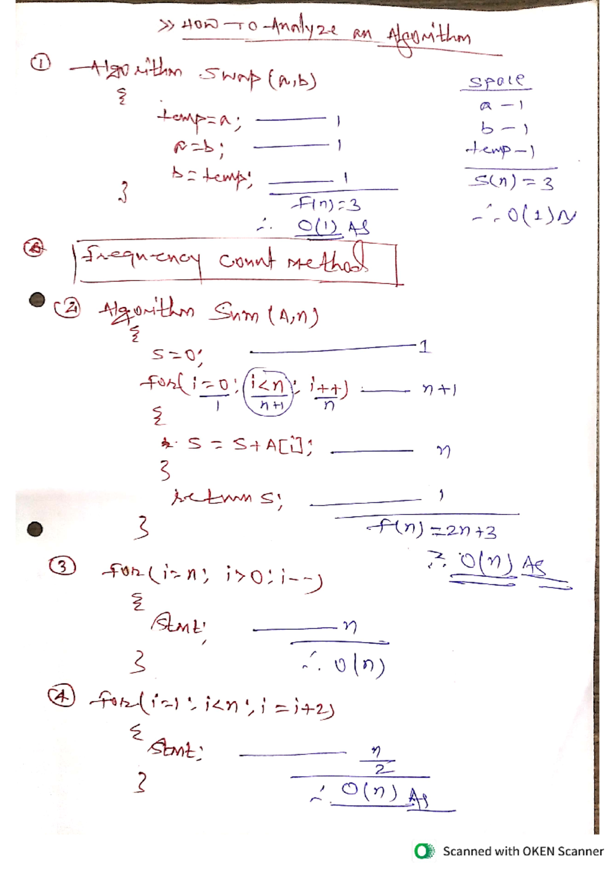 TIME Complexity Based Problems Their Solutions - an Algorithm I Algorithm swap (a,b) space 1 ...