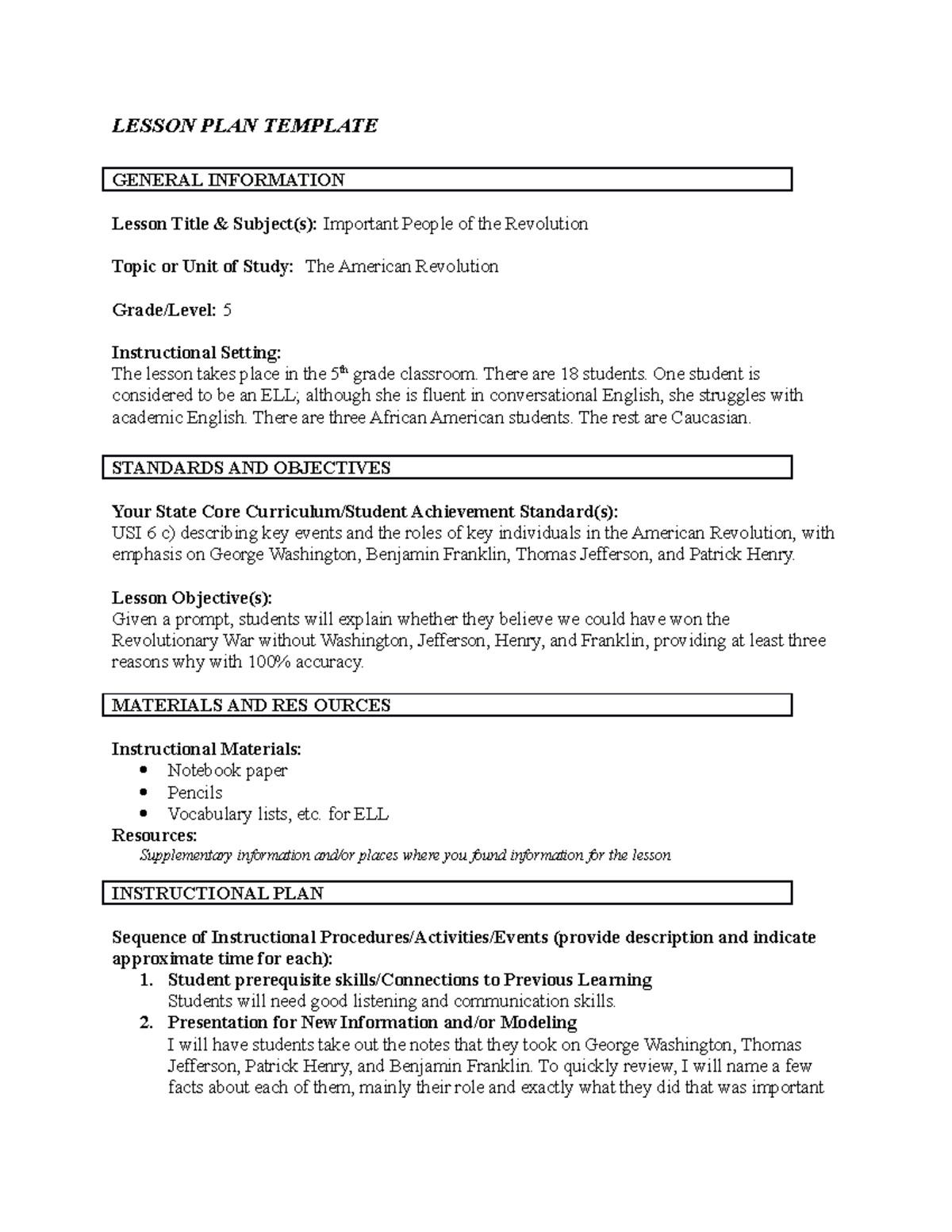 -Week 3 Day 2- LESSON PLAN TEMPLATE GENERAL INFORMATION Lesson Title ...