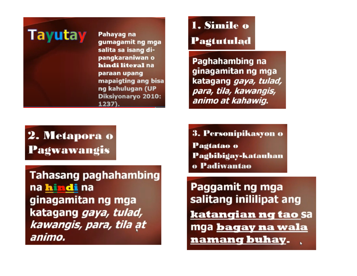 Mga-Tayutay - notes - Filipino 101 - Studocu