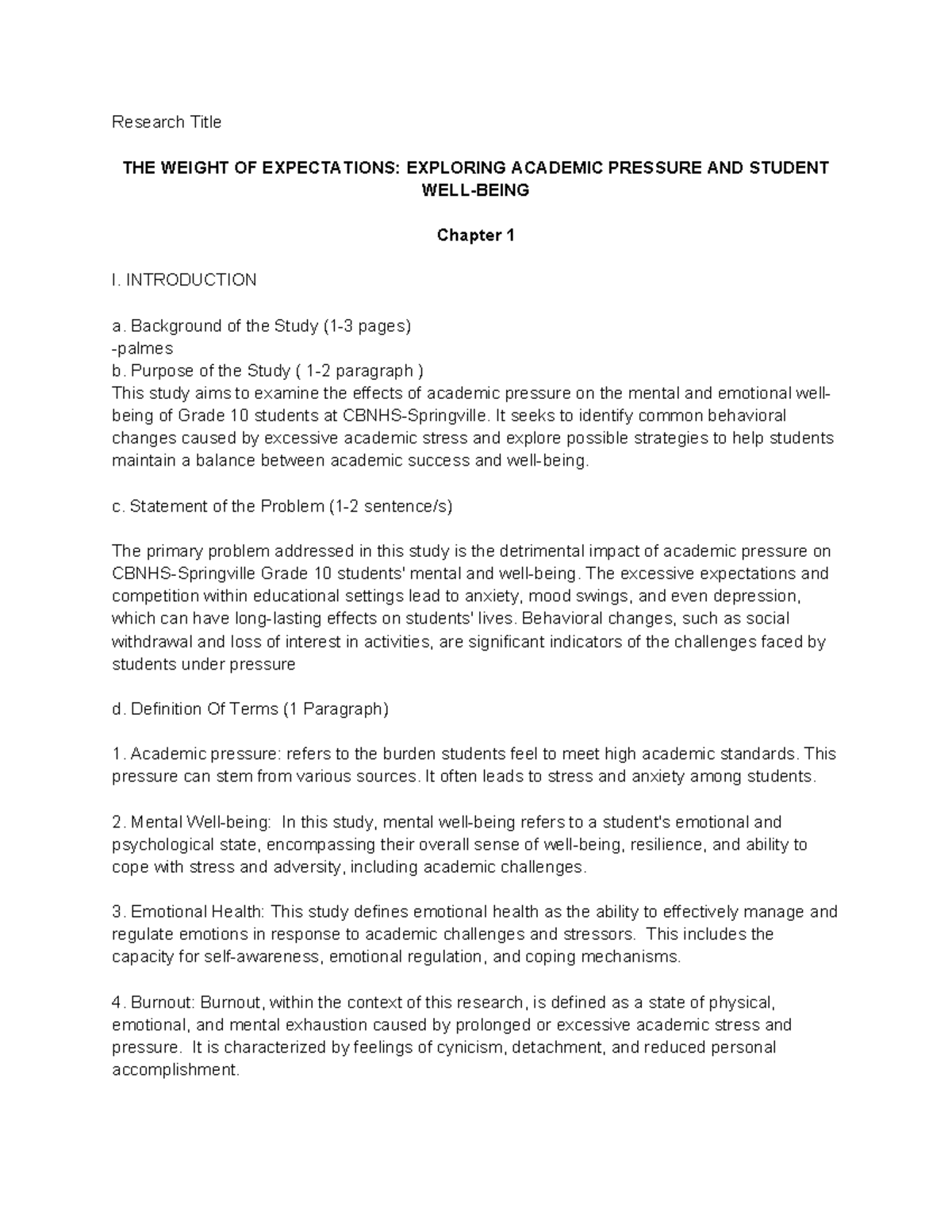 Research - INTRODUCTION a. Background of the Study (1-3 pages) -palmes ...